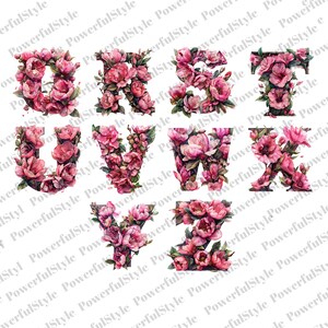 PNG Watercolor Floral Alphabet Collection Clipart | Pink Alphabet ...