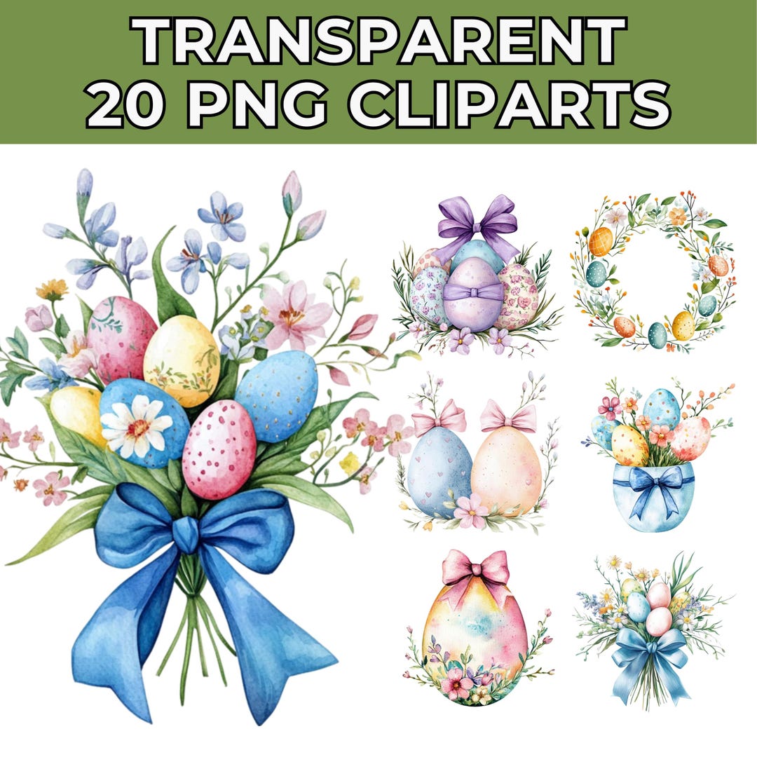 Floral Easter Egg Clipart: Watercolor PNG Images (digital Download) - Etsy