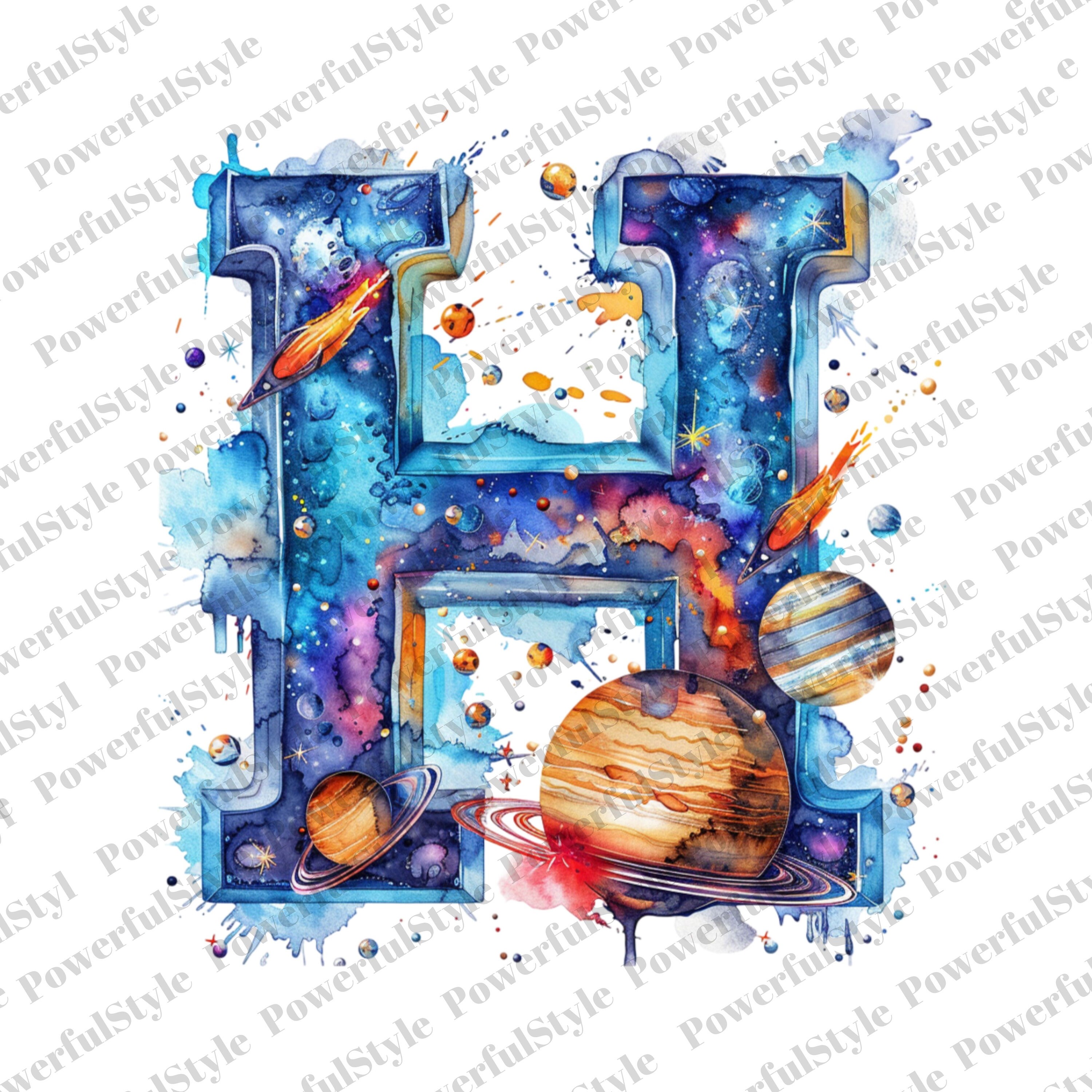 Watercolor Space Alphabet A-Z Clipart Bundle | Space, Astronaut, and ...