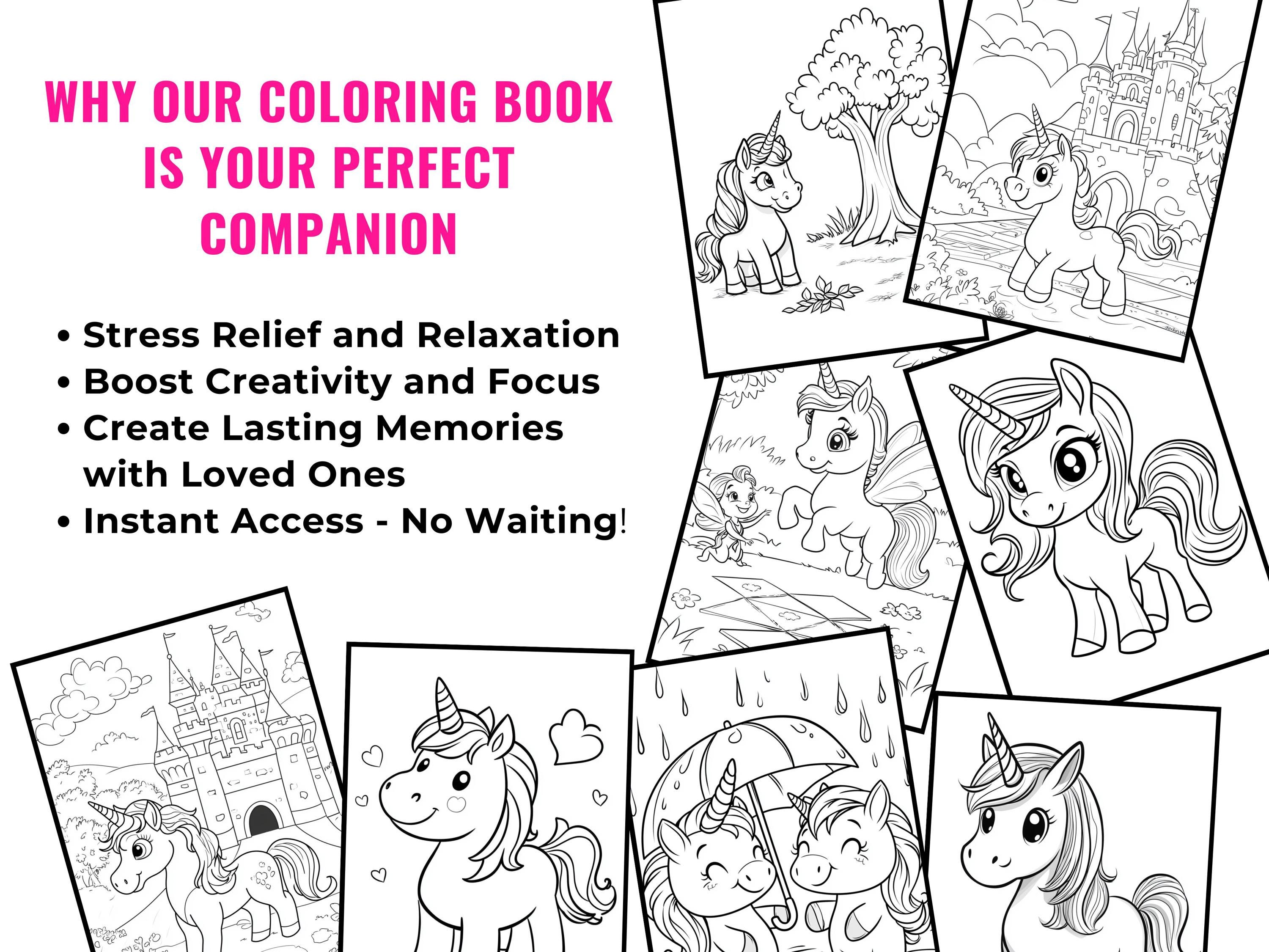 100 Unicorn Coloring Pages: Fun Kids Activity (printable) - Etsy
