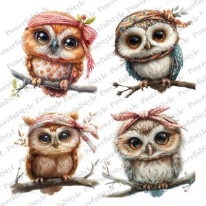 20 Owl Clipart Bundle | Sparkling Owl Sublimation Clipart | Colorful ...