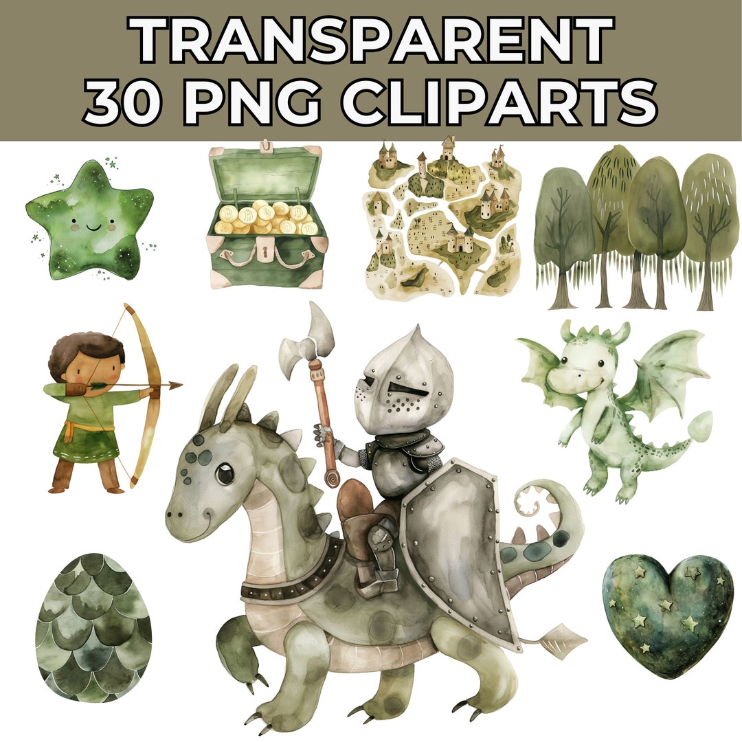 30+ Cute Medieval Clipart Bundle - Watercolor Middle Ages With Knights ...