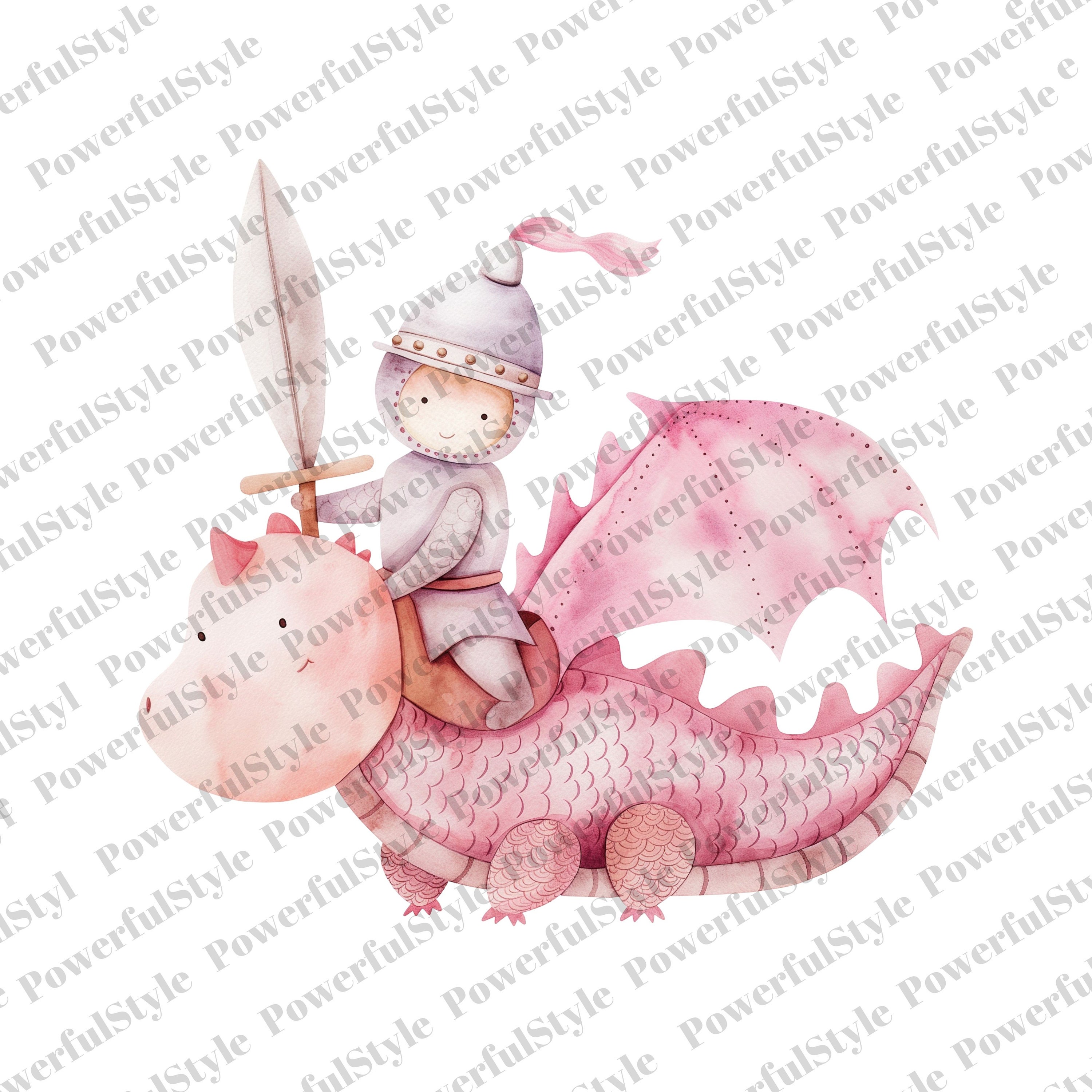 Watercolor Medieval Clipart Bundle: Knights, Princesses, Dragons (PNG ...