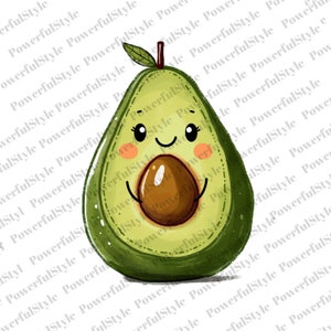 16 Cute Avocado Watercolor, Romantic Avocado PNG, Kawaii Clipart ...