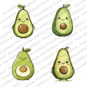16 Cute Avocado Watercolor, Romantic Avocado PNG, Kawaii Clipart ...