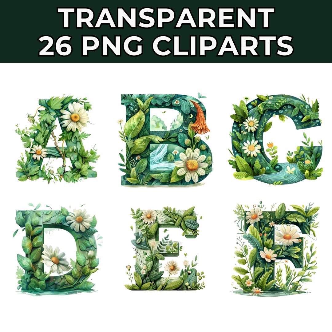 26 PNG Watercolor Floral Alphabet Collection Clipart | Pink Alphabet ...