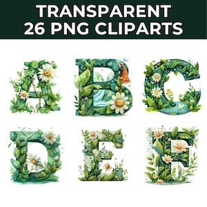 26 PNG Watercolor Floral Alphabet Collection Clipart | Pink Alphabet ...