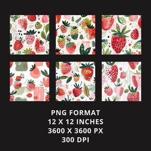 Strawberry Themed Digital Papers, Seamless Digital Paper Pack for ...