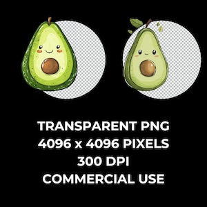 16 Cute Avocado Watercolor, Romantic Avocado PNG, Kawaii Clipart ...