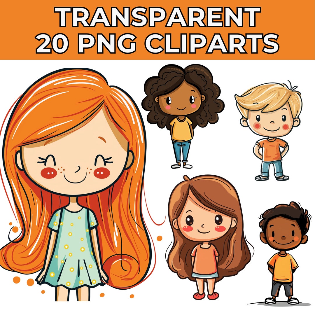 Doodle Cute Girls and Boys Clipart | Toddler Girl, Schoolgirl, Boy ...