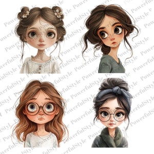 Watercolor Cute Girls Clipart | Toddler Girl, Schoolgirl, Cute Girl ...