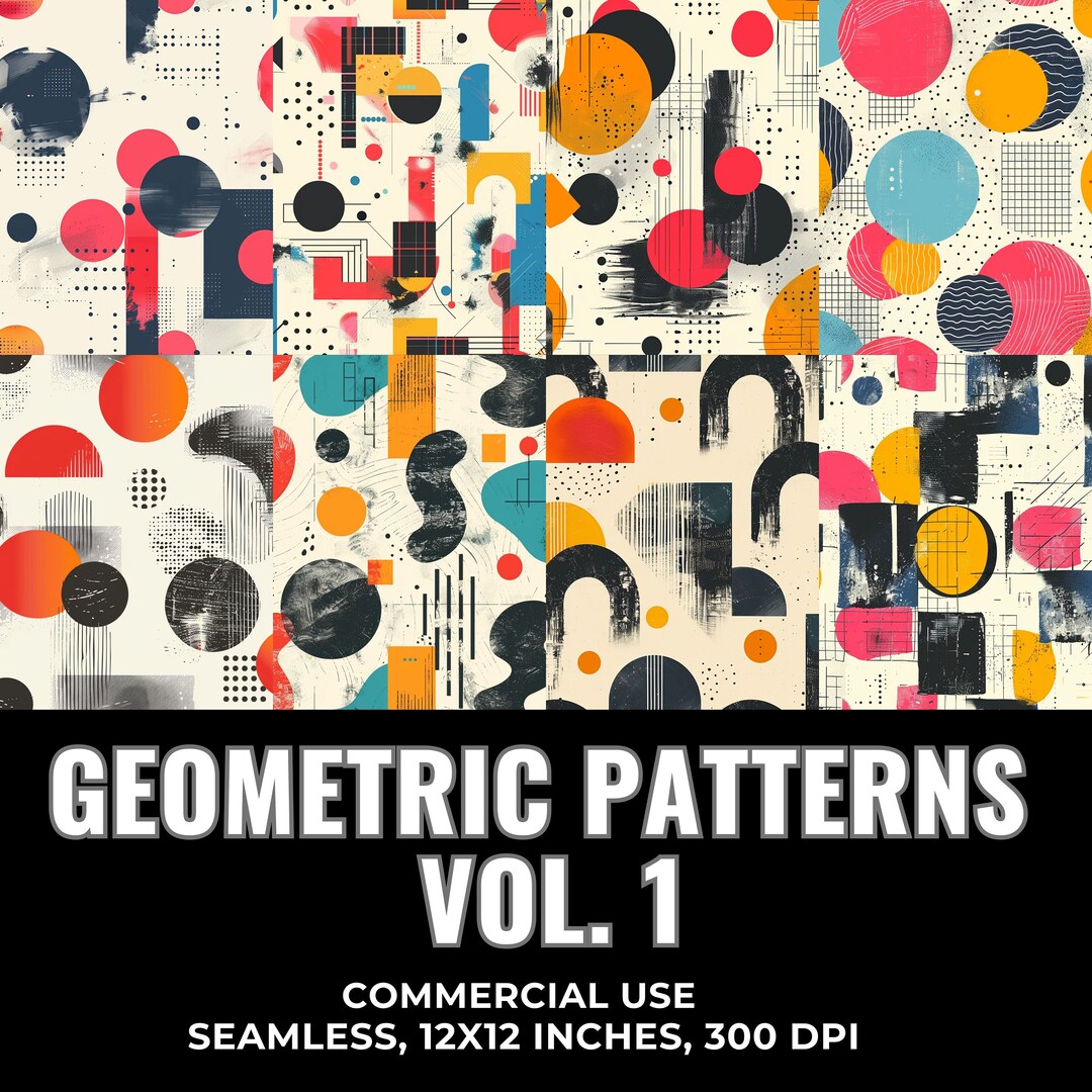 Modern Abstract Shapes Digital Paper Patterns Trendy Mod Geometric ...