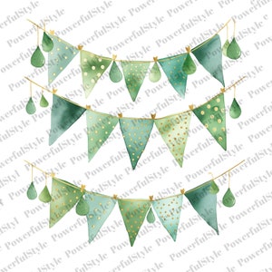 Party Bunting Clipart, Elegant Golden Garland Printable Watercolor ...