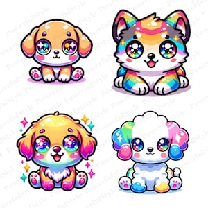 Kawaii Puppy Watercolor Clipart Cute Puppy Clip Art Baby Puppy PNG ...
