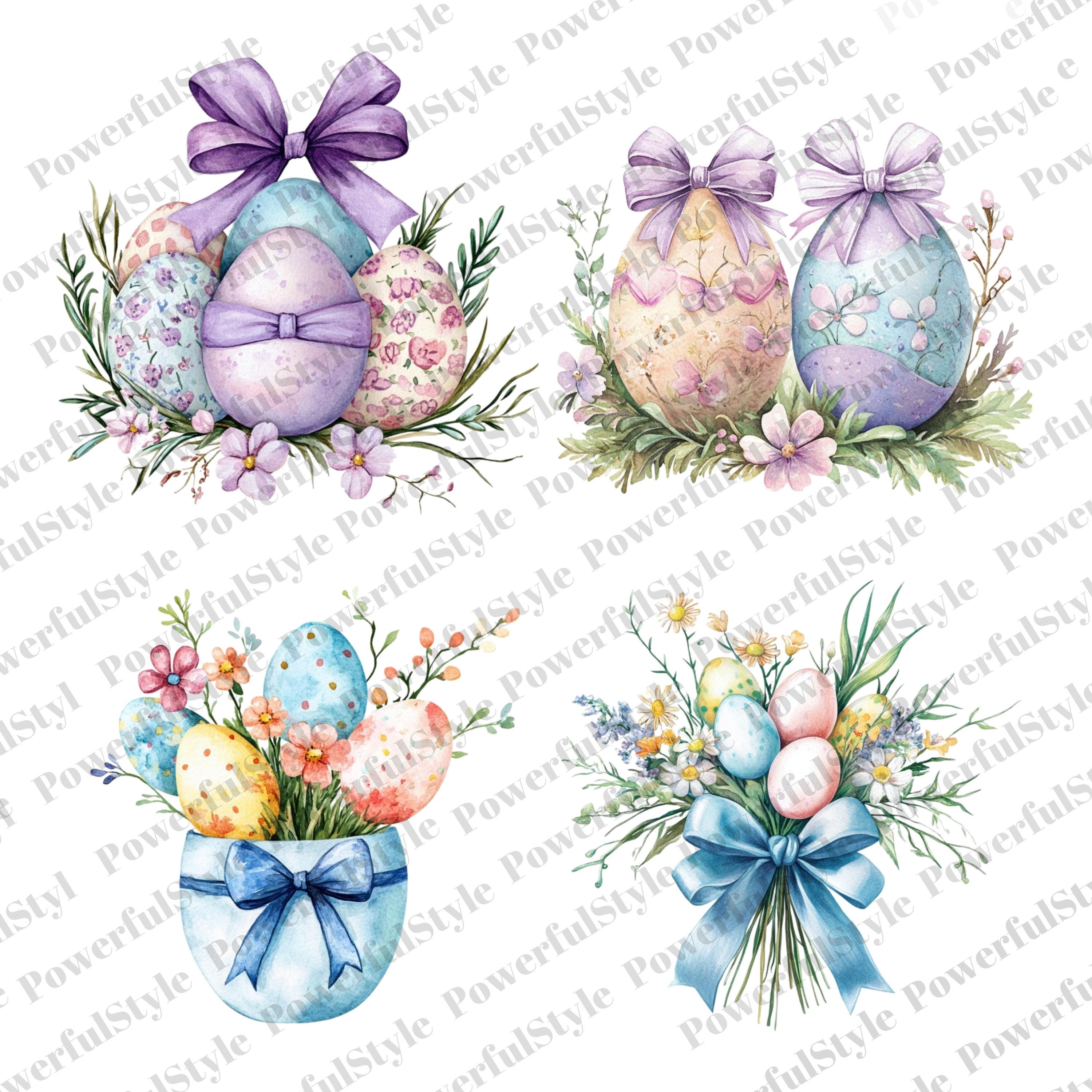 Floral Easter Egg Clipart: Watercolor PNG Images (digital Download) - Etsy