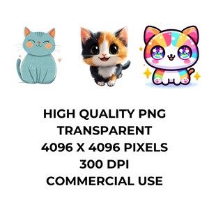 Kawaii Kitty PNG Bundle | Cute Cat | Adorable Kitty Clipart | Kawaii ...
