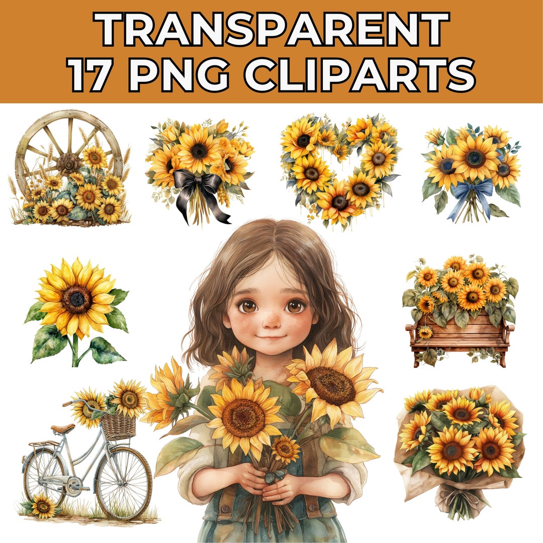 Sunflower PNG Clipart: Watercolor Floral Bouquets, Sunflower Wreaths ...