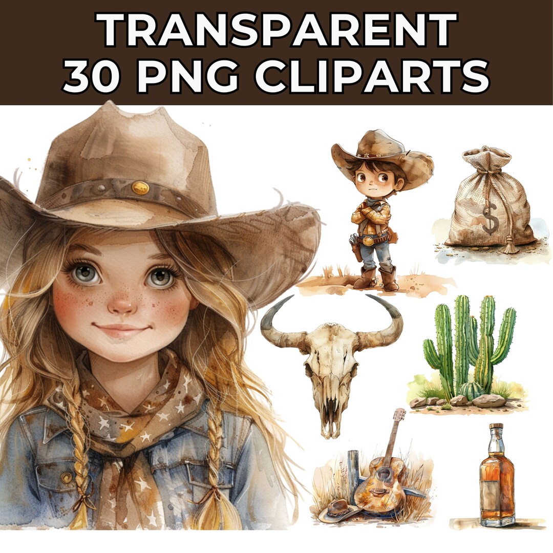 Watercolor Western Clipart | Texas Horse Cowboy Bundle PNG Format ...