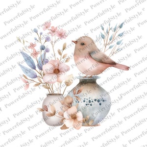28 Boho Songbirds Watercolor Clipart Bundle | Cute Floral Birds for ...