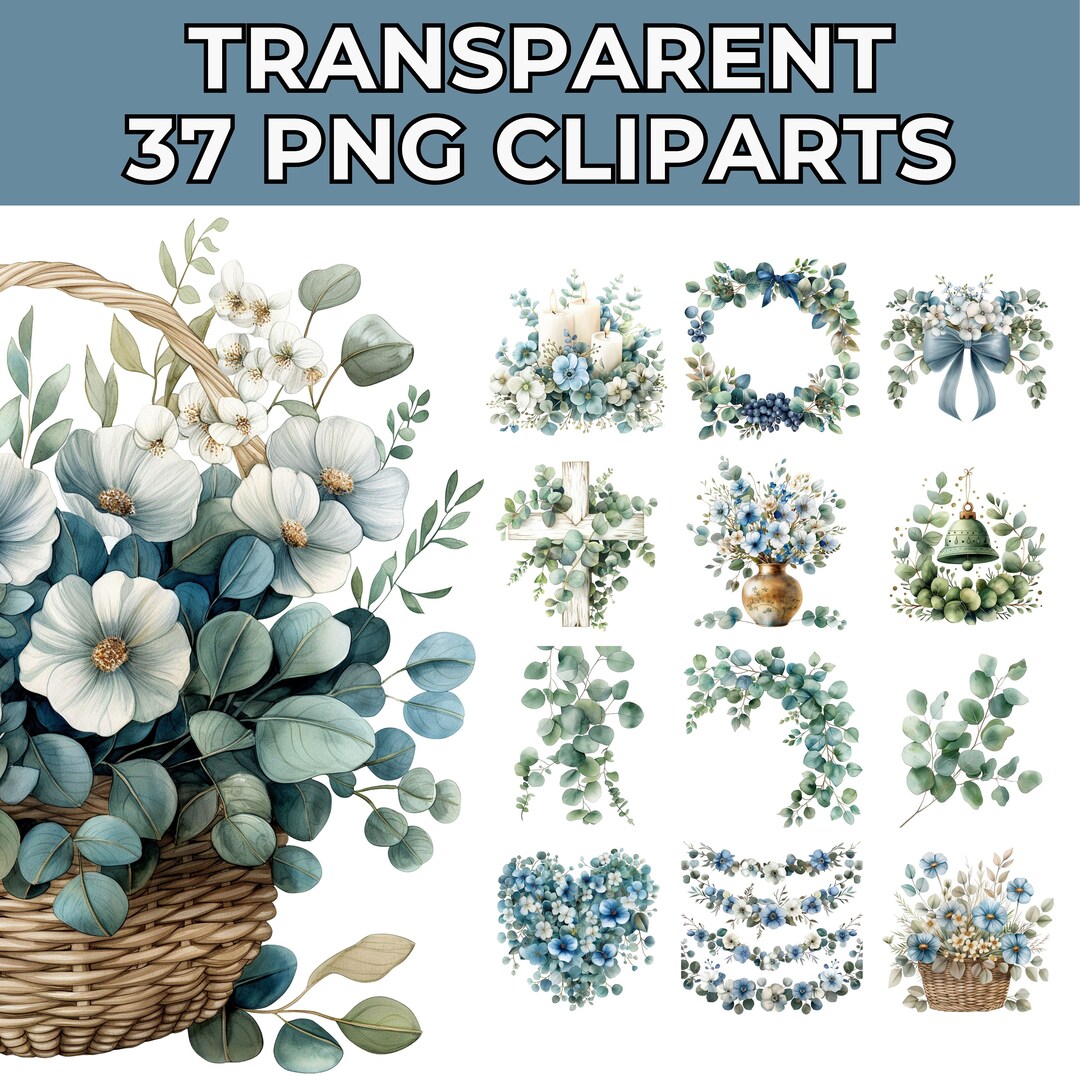 Watercolor Eucalyptus Leaves Clipart, Greenery Clipart for Eucalyptus ...