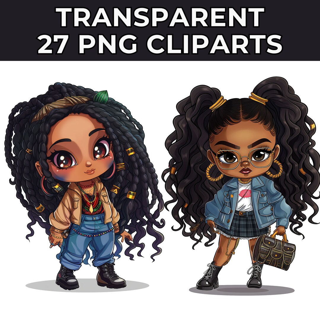 Chibi Girl Clipart | Chibi Girl Clipart | Afro Girl Clipart | Denim ...