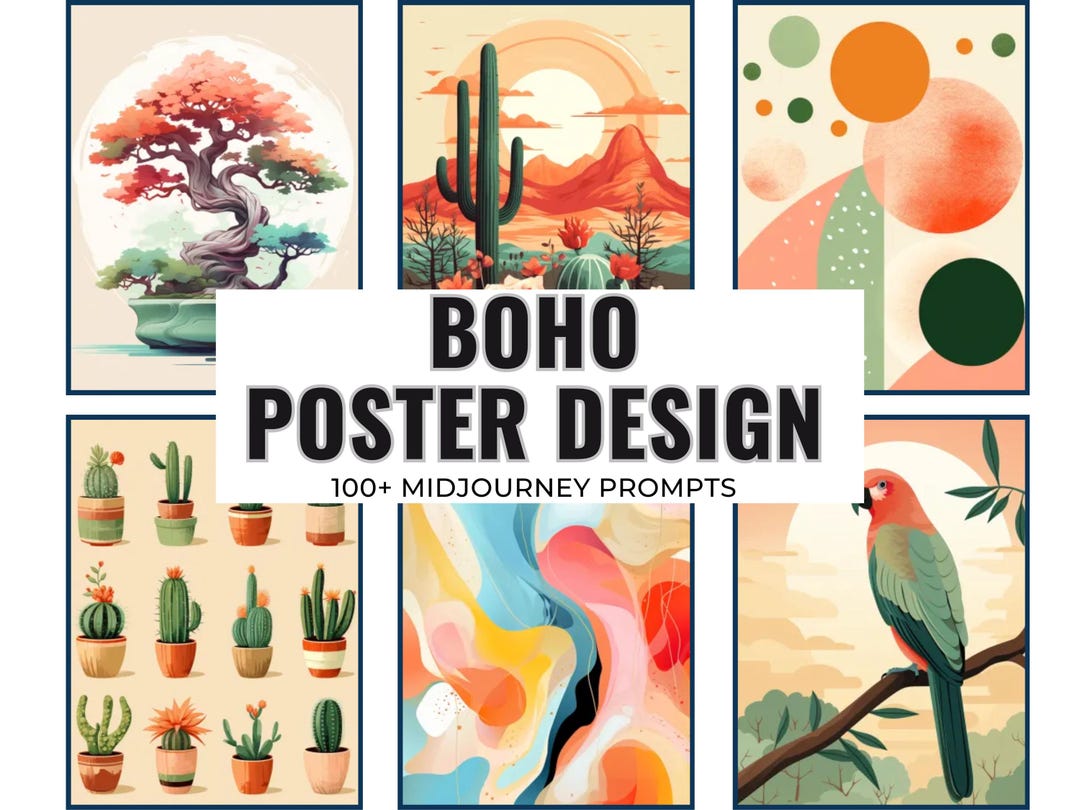 100 Boho Poster Designs Midjourney Prompts, AI Art, Midjourney Prompt ...