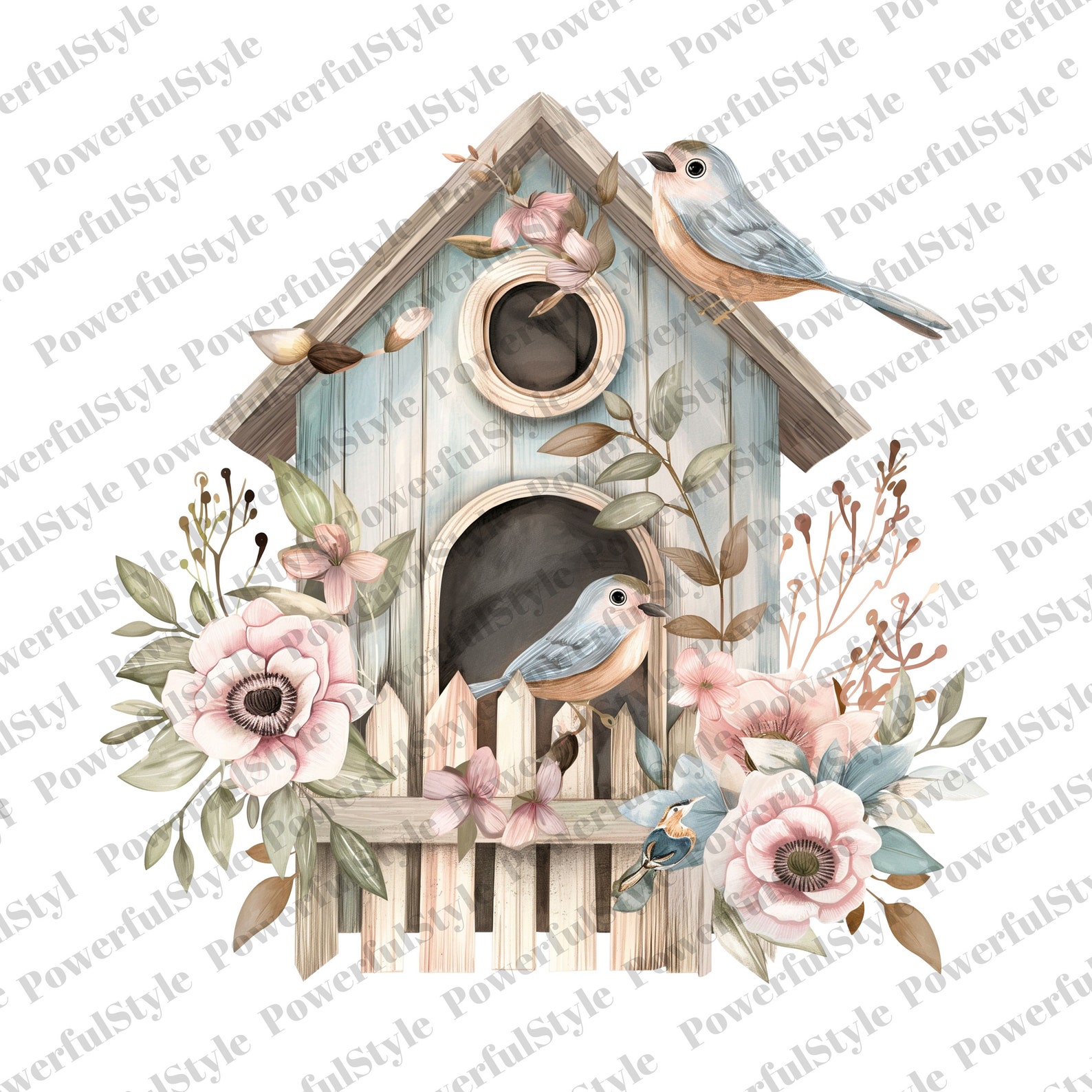 28 Boho Songbirds Watercolor Clipart Bundle | Cute Floral Birds for ...