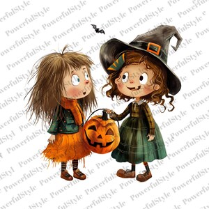 28 Kids Quirky Halloween Clip Art Bundle, Ghost Witch Pumpkin Skull ...