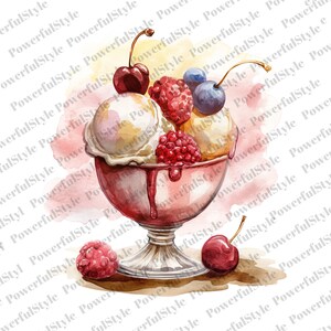 35 Watercolor Ice Cream Clipart | Summer Clipart Ice Cream Scoop & Cone ...