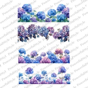 Hydrangeas Borders Watercolor Clipart - Floral Clipart for Sublimation ...
