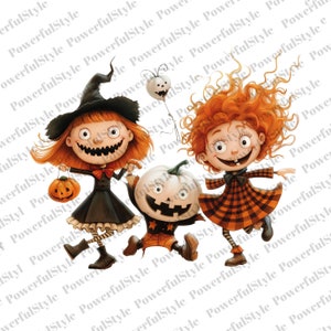 28 Kids Quirky Halloween Clip Art Bundle, Ghost Witch Pumpkin Skull ...