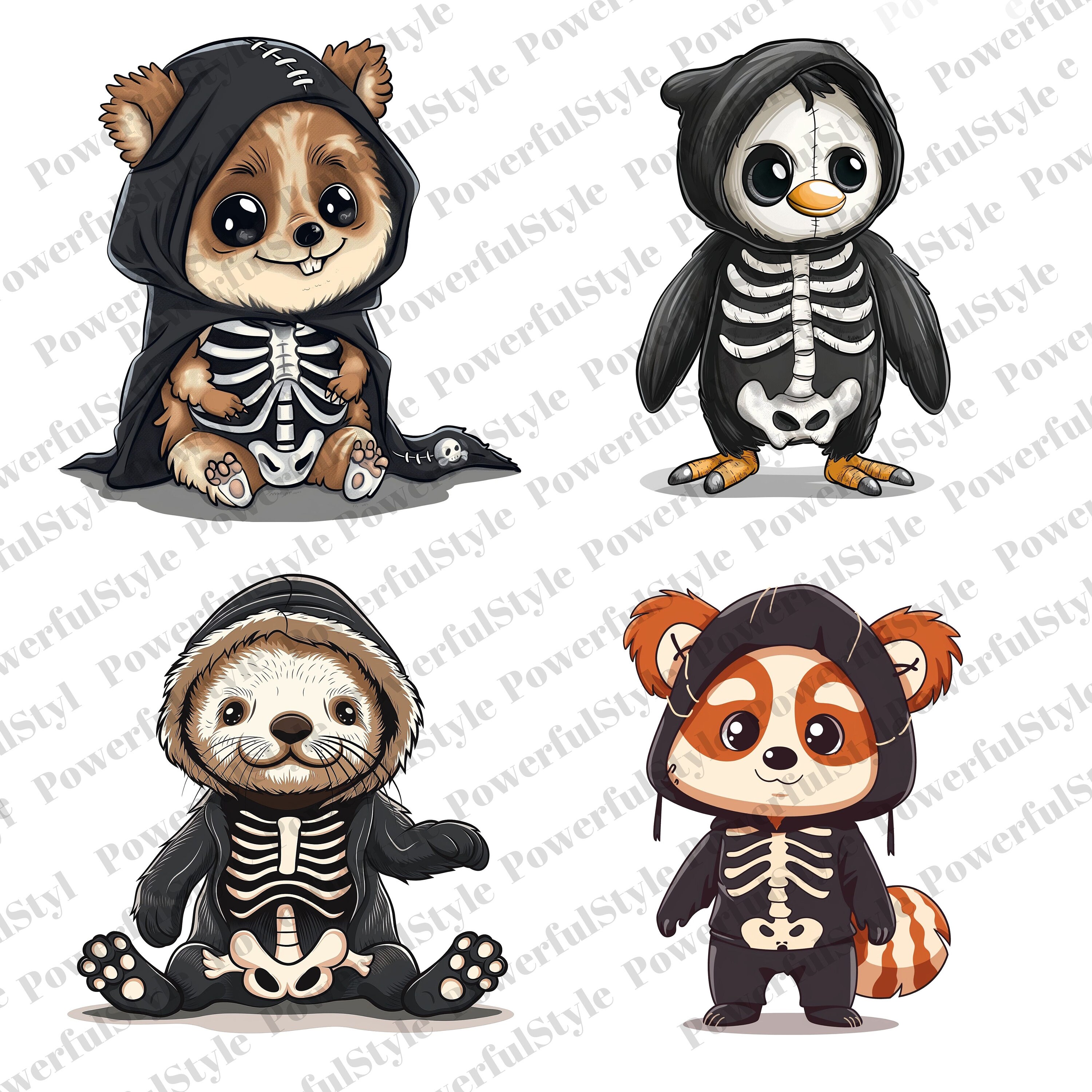 16 Animal Halloween Clip Art Bundle, Watercolor Halloween Clip Arts ...