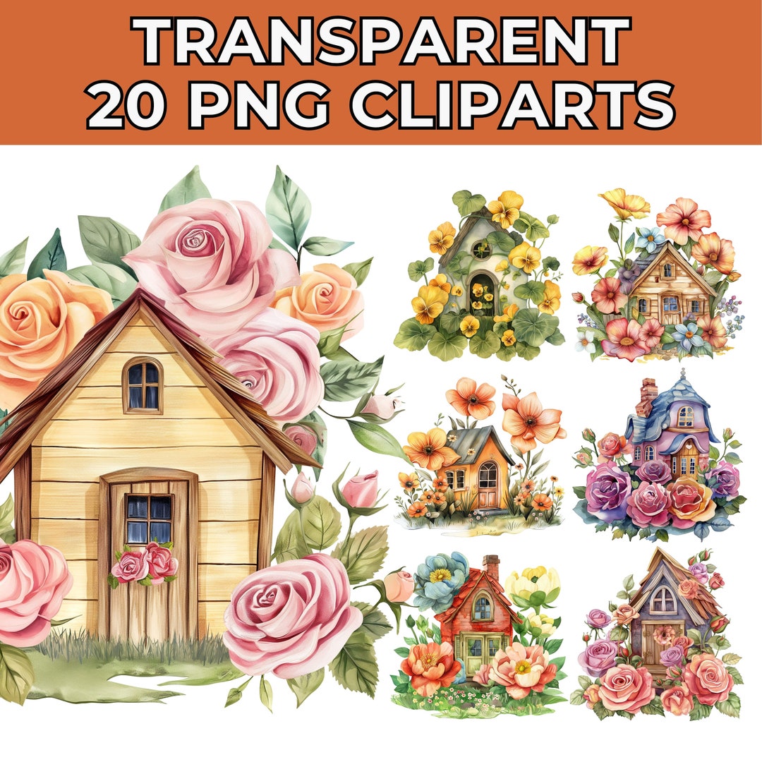 Watercolor Floral Cottage Clipart Bundle | 20 Pngs of Spring Gardens ...