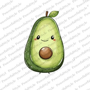 16 Cute Avocado Watercolor, Romantic Avocado PNG, Kawaii Clipart ...
