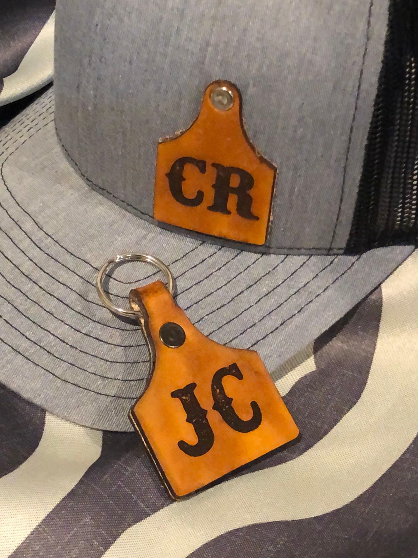 YOUR BRAND Leather Ear Tag Keychain Personalized With Your - Etsy