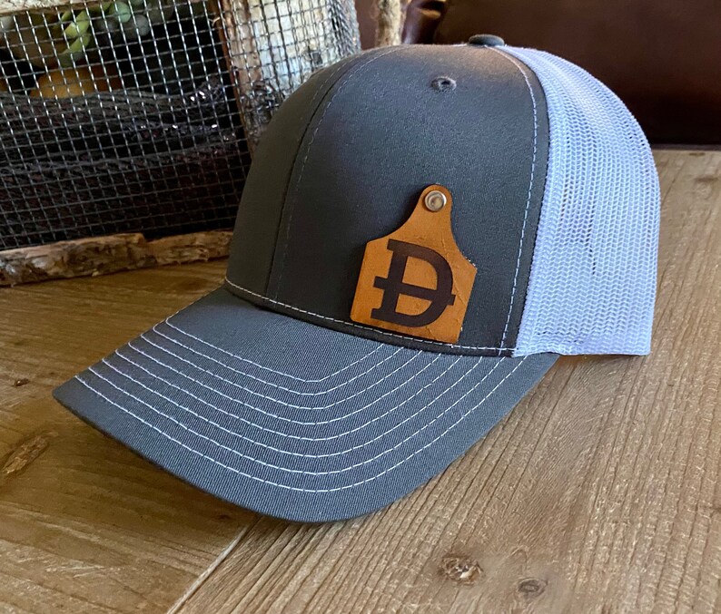 YOUR BRAND Leather Ear Tag Trucker Hat Personalized With - Etsy