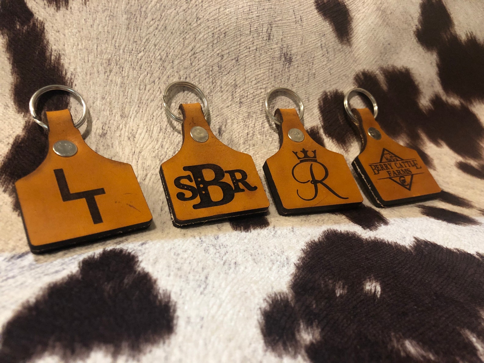 YOUR BRAND Leather Ear Tag Keychain Personalized With Your - Etsy