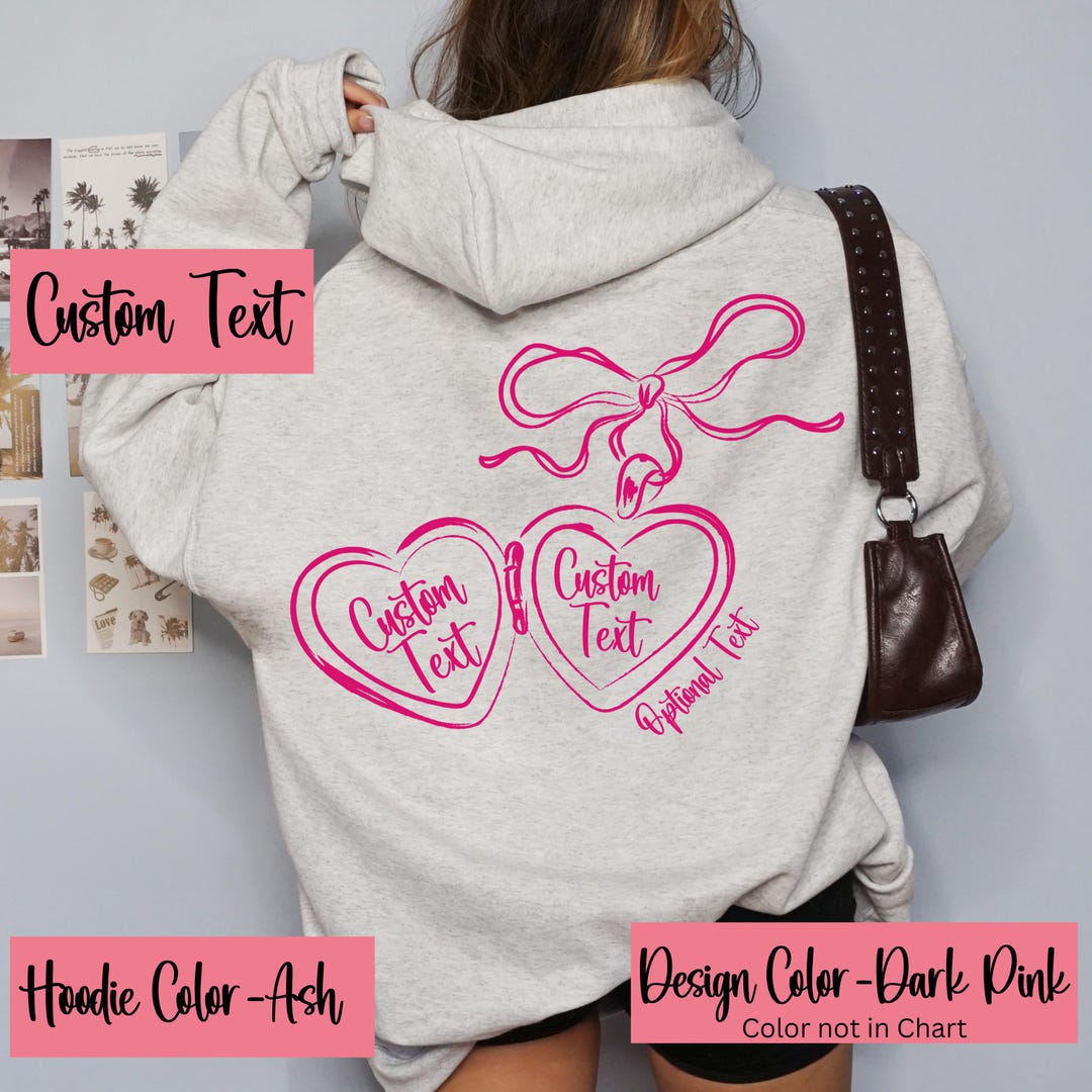 Custom Text Hoodie Custom Coquette College Hoodie Custom Wording Hoodie ...
