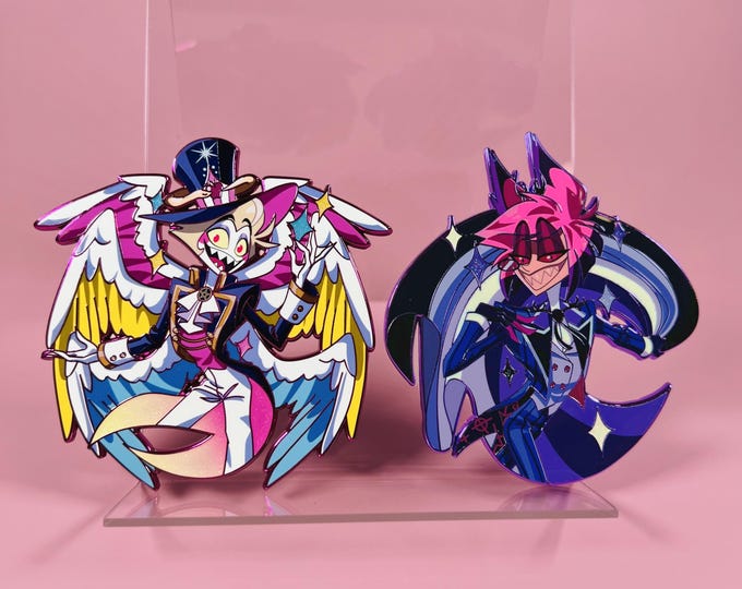 Hazbin Alastor and Lucifer Pride Enamel Pins - Etsy