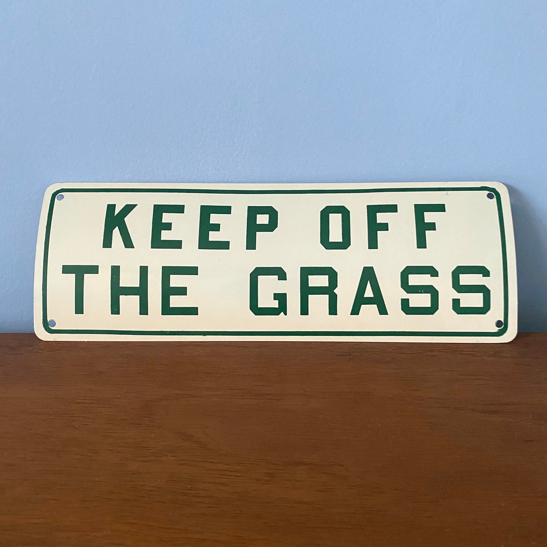 Vintage NOS Green & White Keep off the Grass Metal Sign // - Etsy
