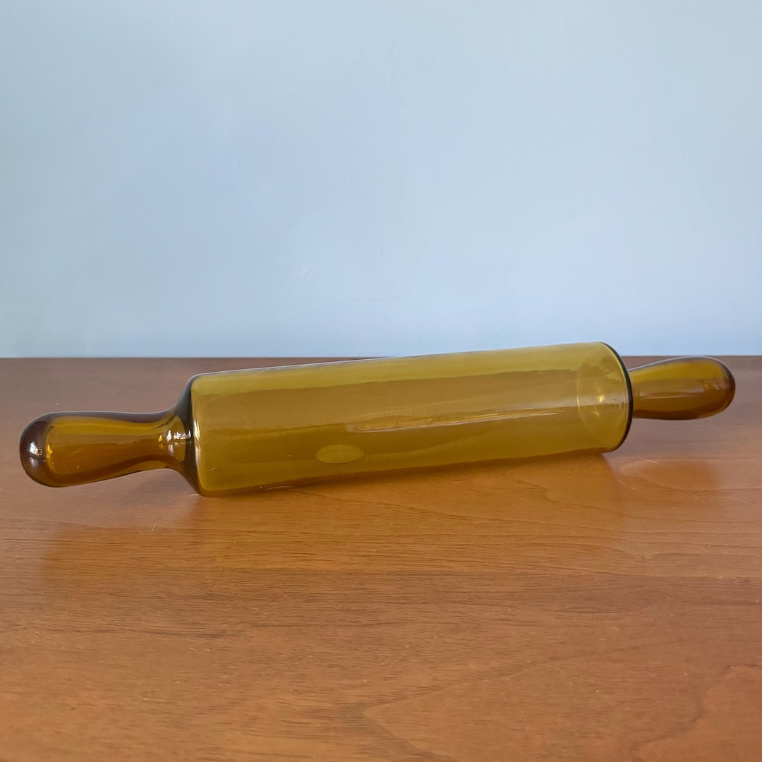 Antique Blown Honey Amber Glass Rolling Pin // Vintage Rolling Pin ...