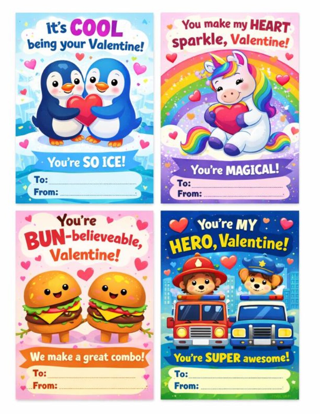 Valentine Cards for Kids Printable - Etsy