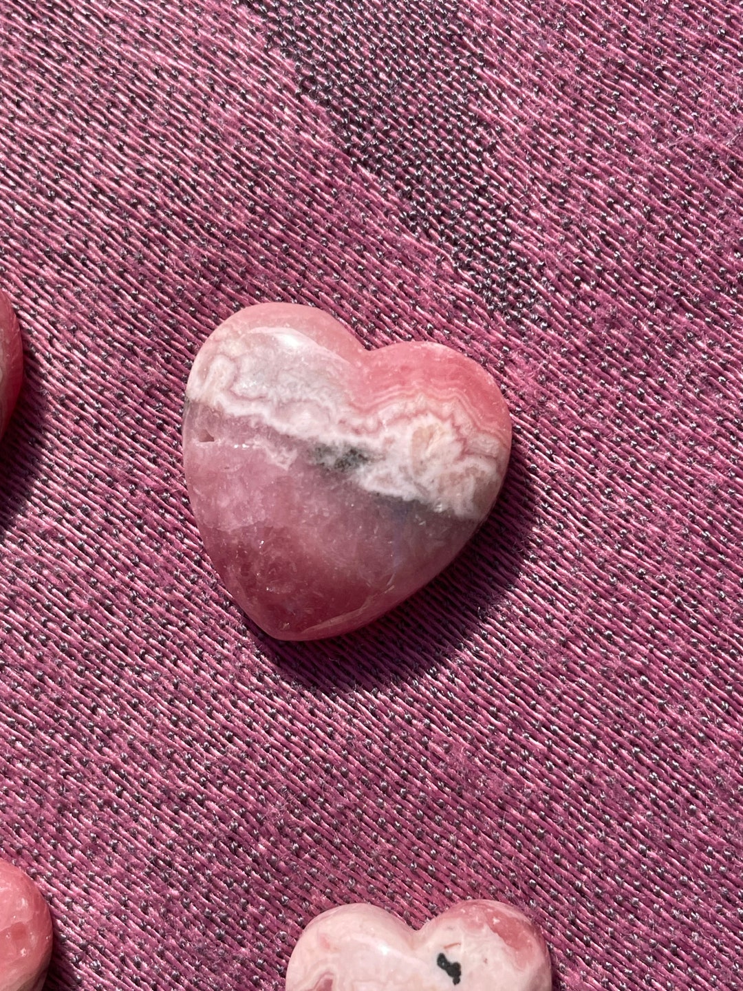 Mini Pink Banded Rhodochrosite Heart / New Love Pink Bacon Stone / Self ...