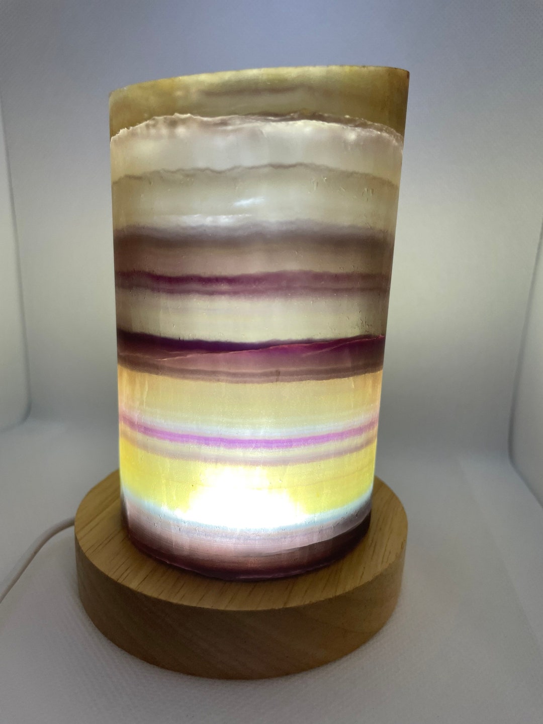 Fluorite Cylinder / Lamp Light Shade Purple Gem Stone Love / Rainbow ...