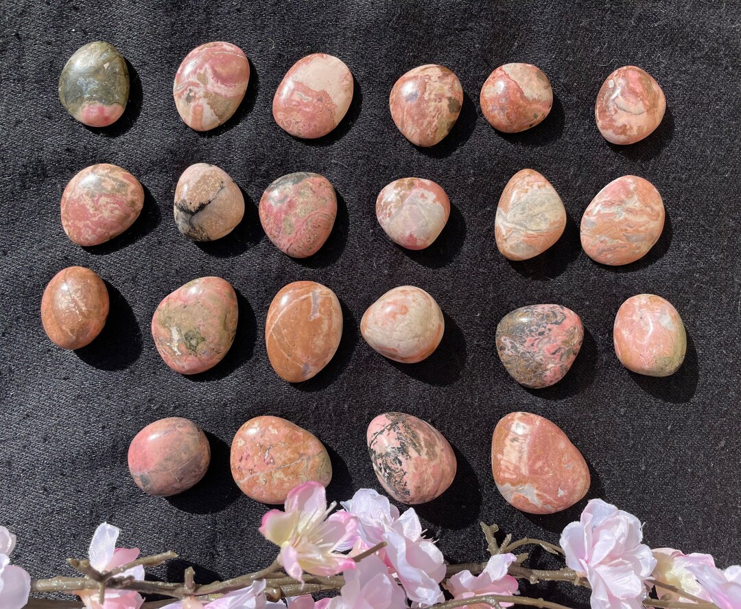 Pink Rhodonite You Choose Tumble Stone / Crystal Palmstone / Pink Rock ...