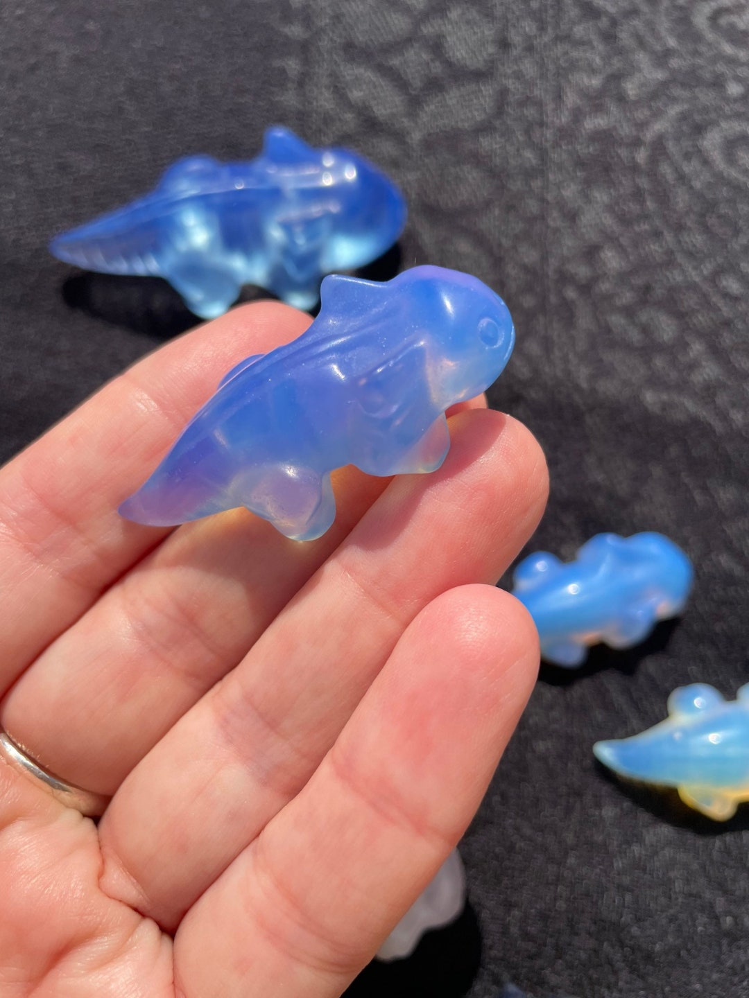Crystal Axolotl Carvings / Blue White Opalite Rose Quartz Sodalite ...