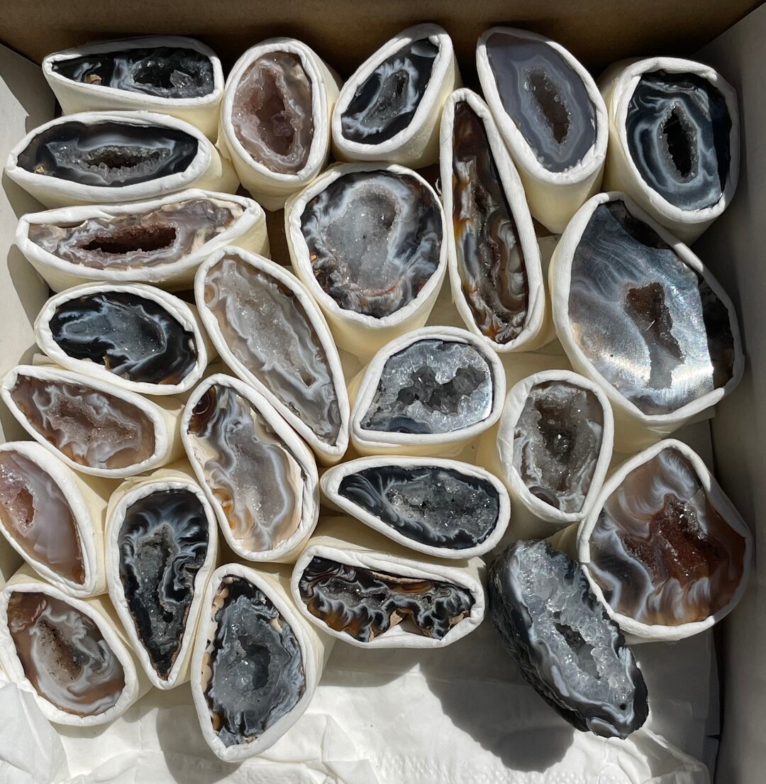 Natural Agate Geodes / Slice Half / Rough Raw Sparkling - Etsy
