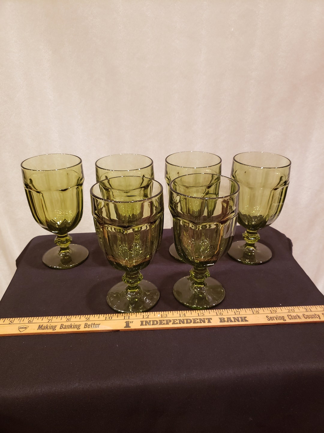 Duratuff Libbey Glass Gibraltar Spanish Green Footed Iced Tea Goblets ...