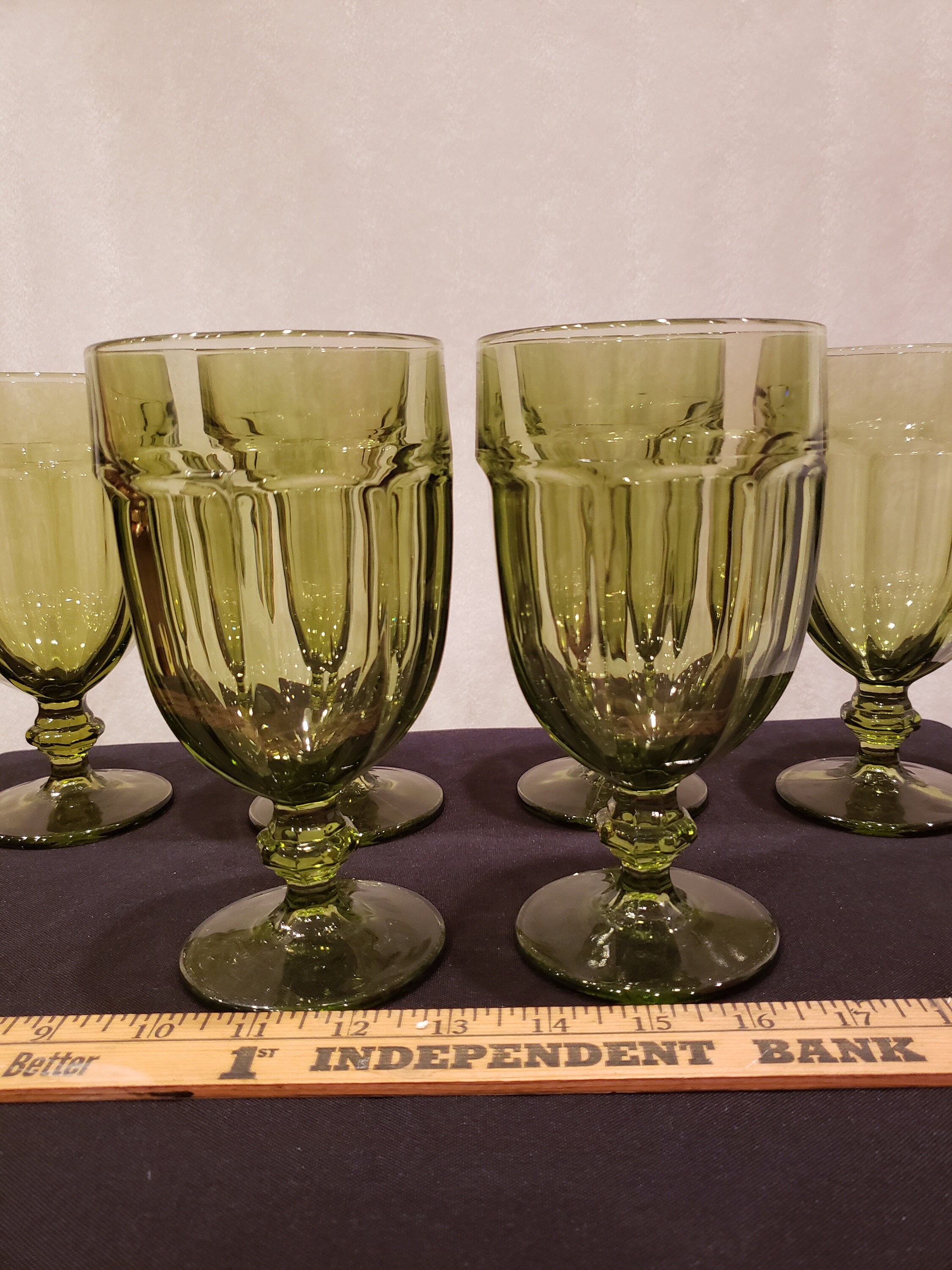Duratuff Libbey Glass Gibraltar Spanish Green Footed Iced Tea Goblets ...