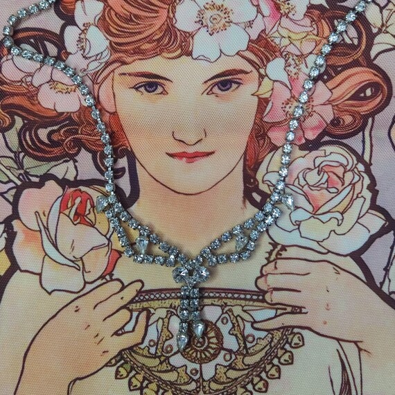 Vintage KRAMER statement rhinestone crystal necklace - Gem